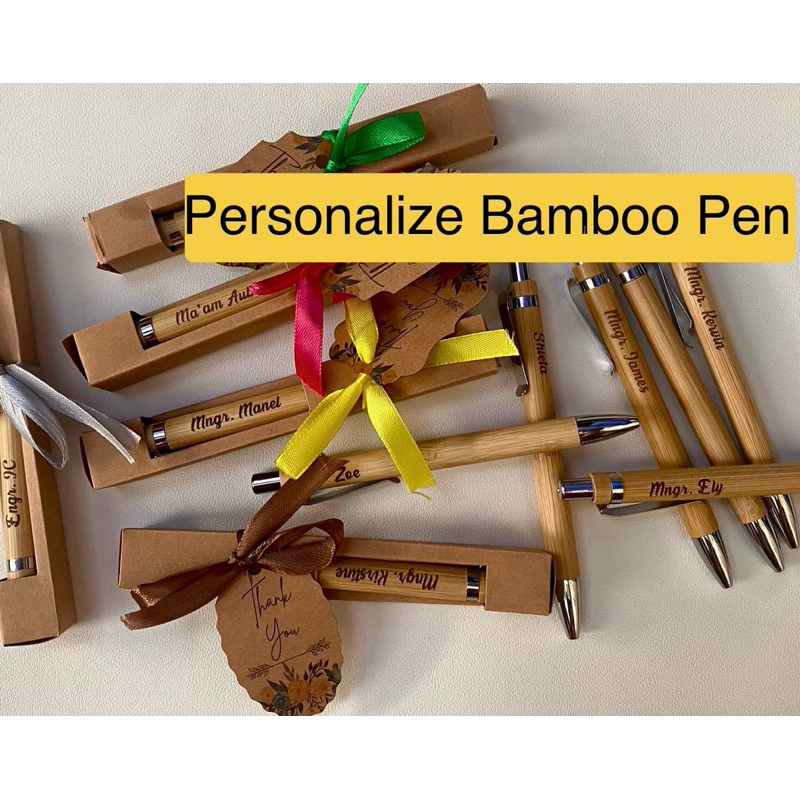 personalized / customized laser engraved bamboo pen. | Shopee Philippines