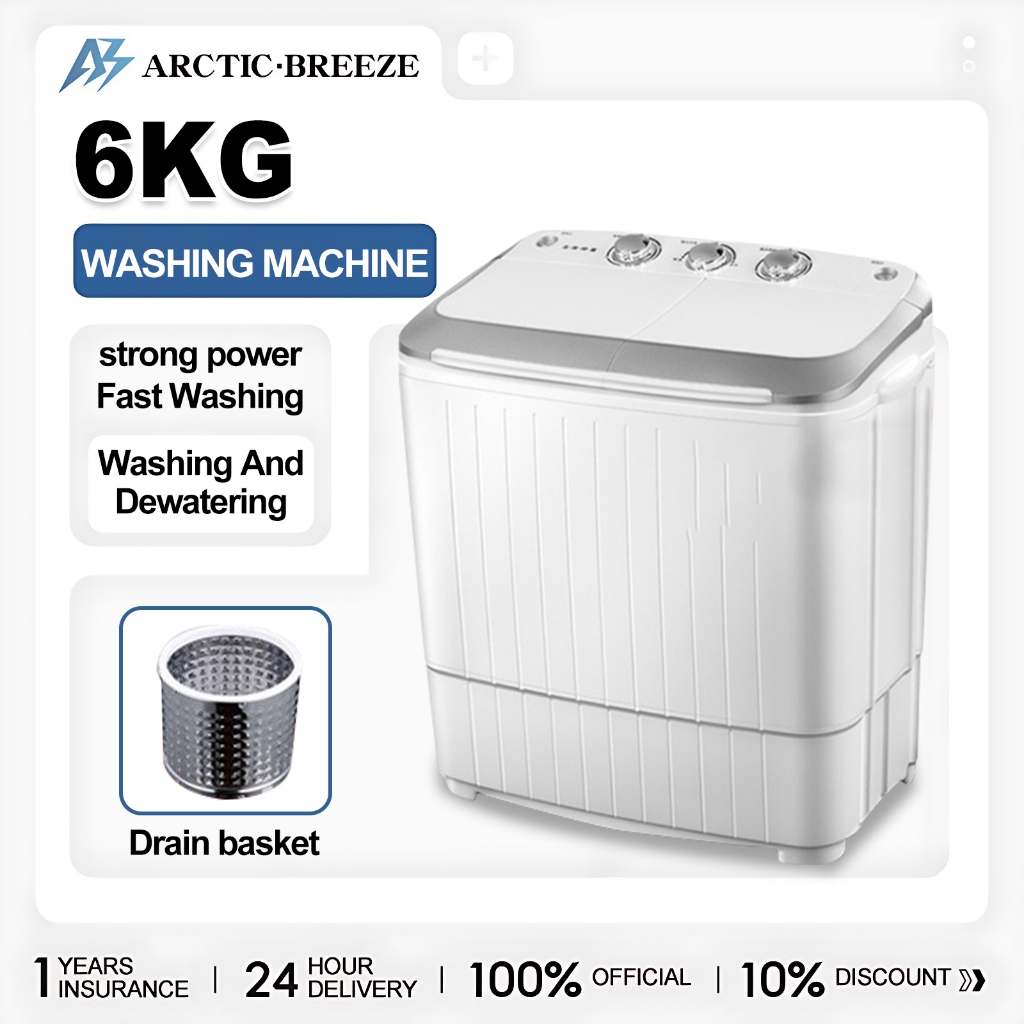 6KG Double Drum Semi-automatic Washing Machine, Blue Light ...