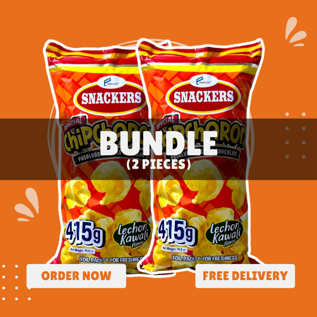 BUNDLE! SNACKERS CHIPCHARON LECHON KAWALI (415 GRAMS) | Shopee Philippines