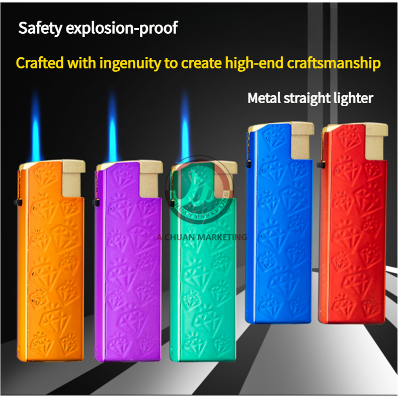 1pcs Windproof Metal Straight Lighter for Strudy Use Diamond Design ...