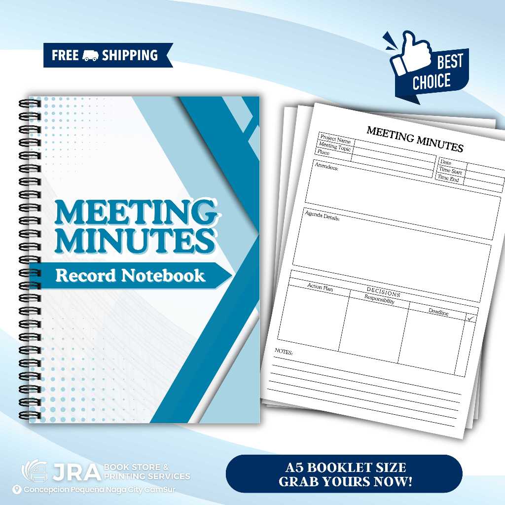 Meeting Minutes Record Notebook or Minutes of Meeting Log Book | Shopee ...