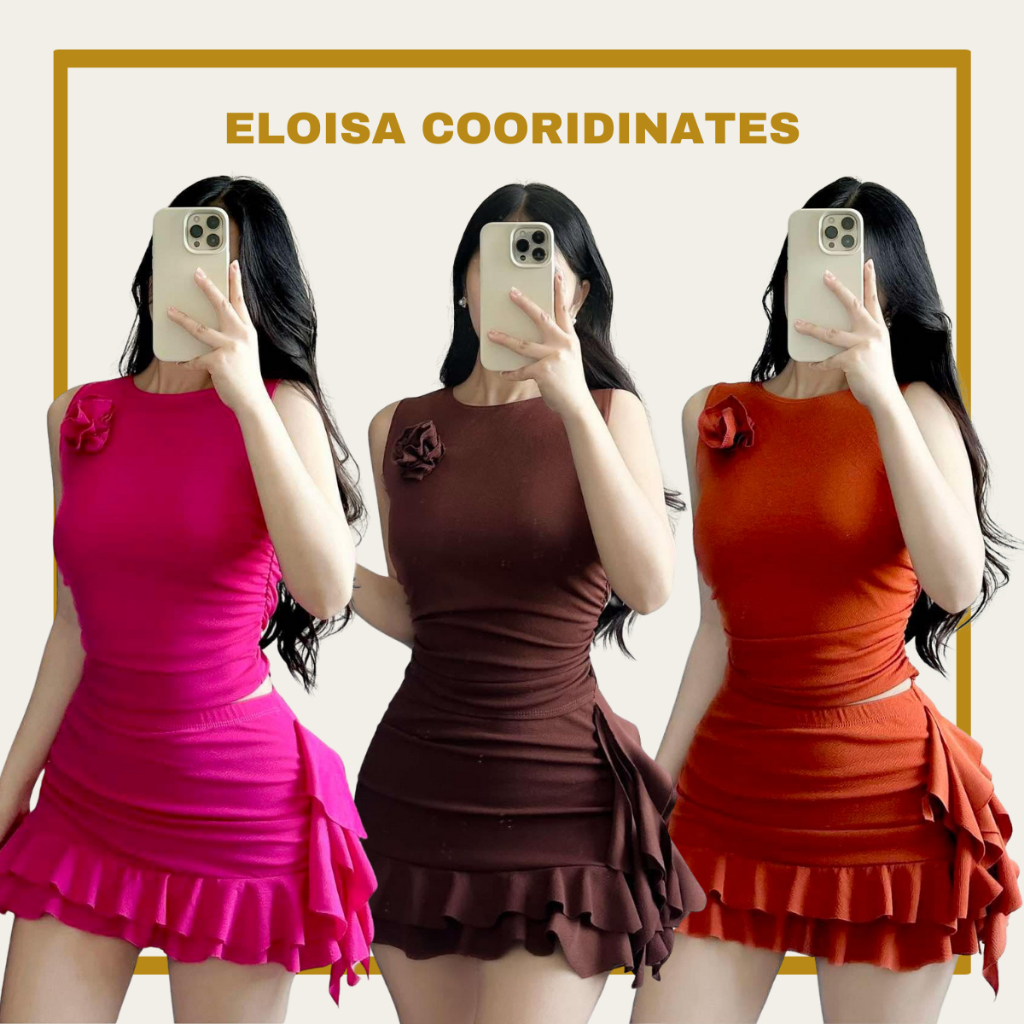 Coordinates Set for Woman Terno Top and Skirt Ruffles | Crepe Fabric ...