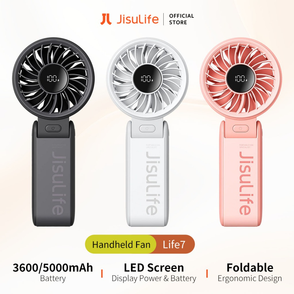 JISULIFE Life7 Handheld Fan – Foldable Mini Travel Fan with LED Display ...
