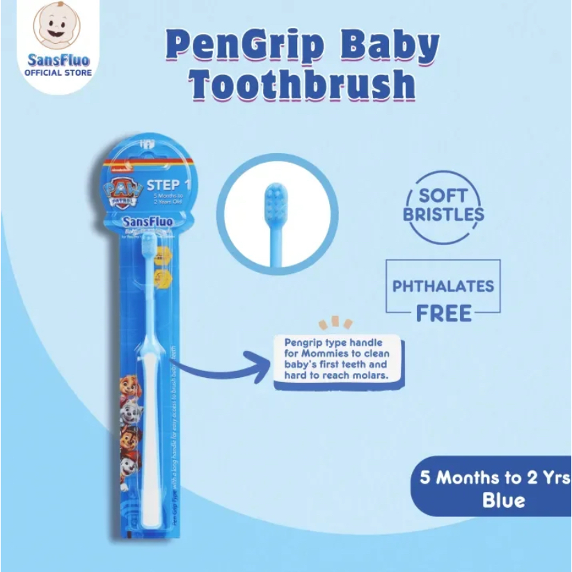 SansFluo PenGrip Baby Toothbrush Step 1 (for 5 months - 2 years old ...