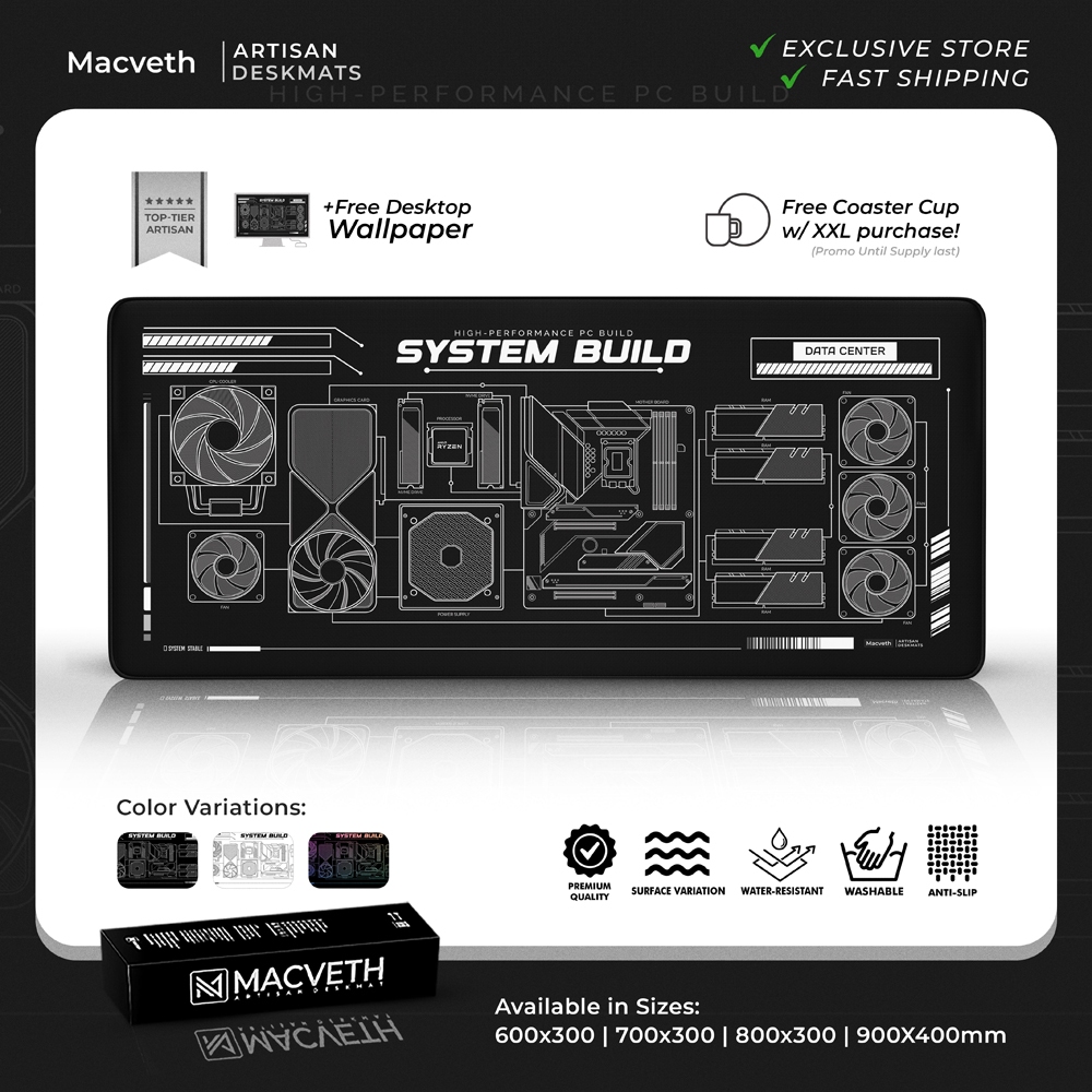 Macveth Artisan Deskmat | System Build Mousepad | Extended Large Gaming ...