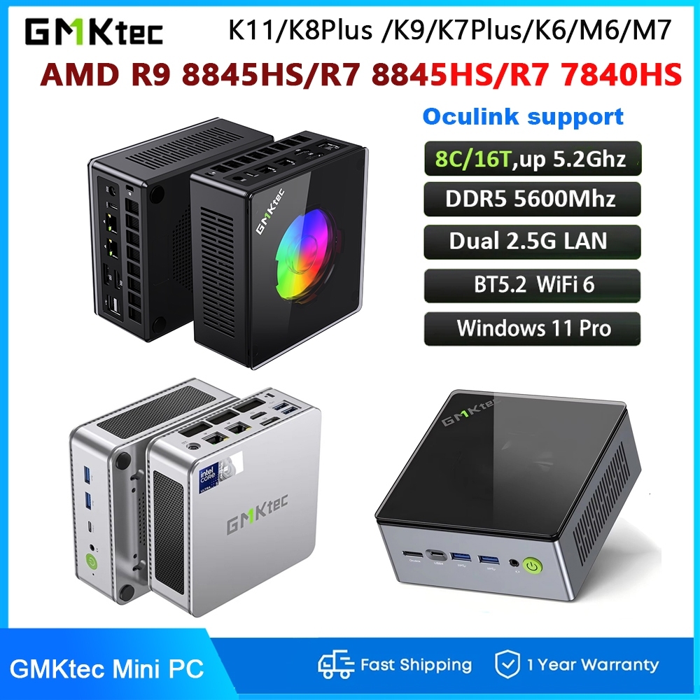 GMKtec K11 Mini PC K8 K9 AMD R9 8945HS DDR5 32G 1T Window 11 BT5.2 WiFi6 Dual LAN Oculink ...