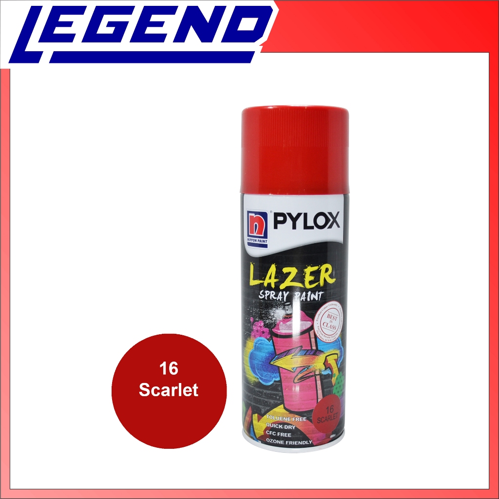 Nippon Pylox Lazer Spray Paint Scarlet 400c.c (16) | Shopee Philippines