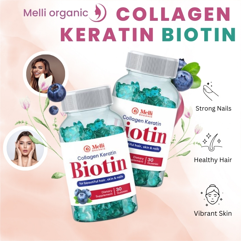 Collagen Keratin Biotin Gummies Melli Organic For Hair Skin Nails ...