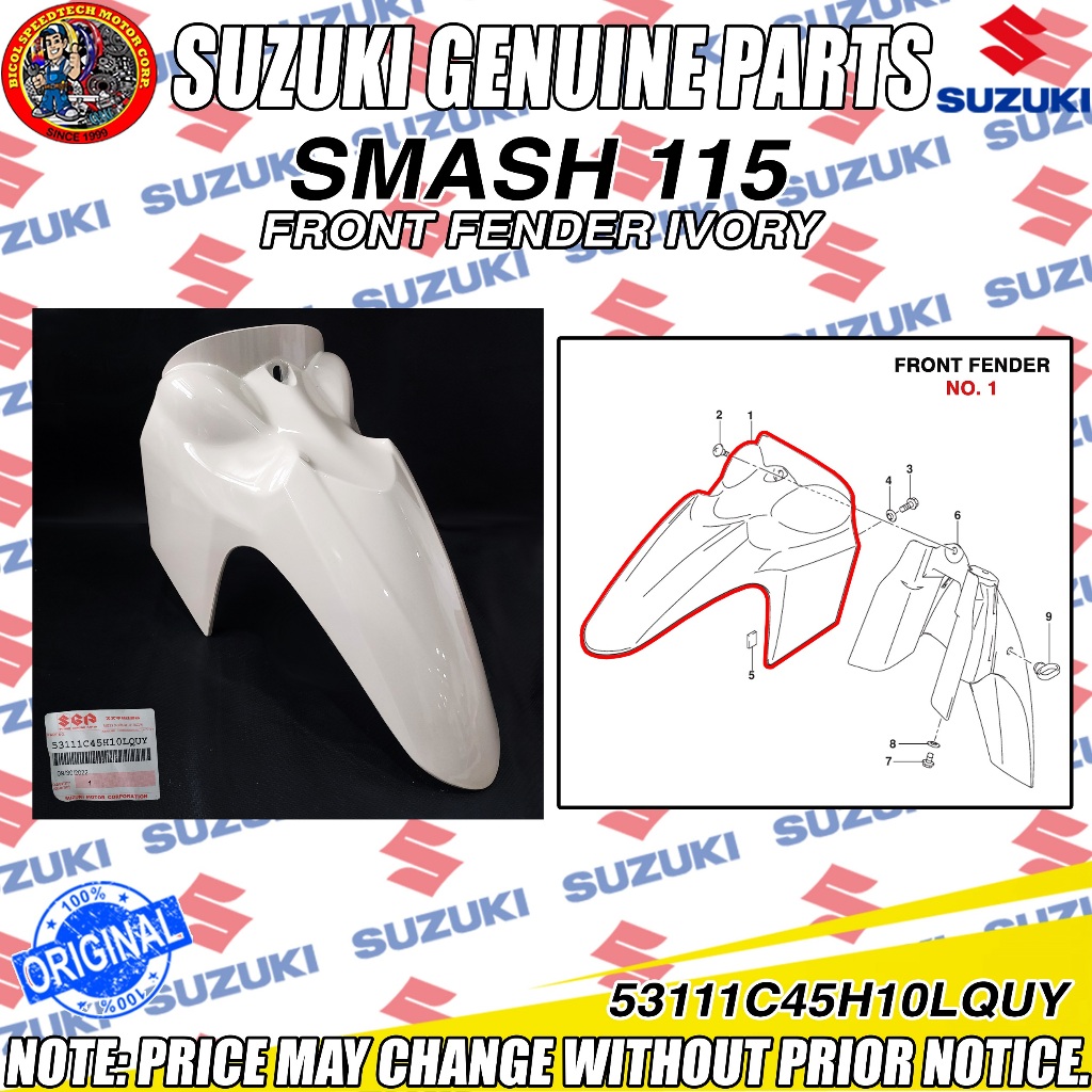 SMASH 115 FRONT FENDER (SGP) (GENUINE: 53111C45H10LQUY) | Shopee ...