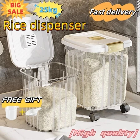 Rice Storage Bucket Insect-proof Rice Bucket Grain Storage Box 25kg ...