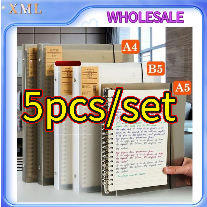 5pcs/set A5/B5/A4 Refillable Binder Cover Notebook Loose Leaf 45-60 sheet replace Notebook ...