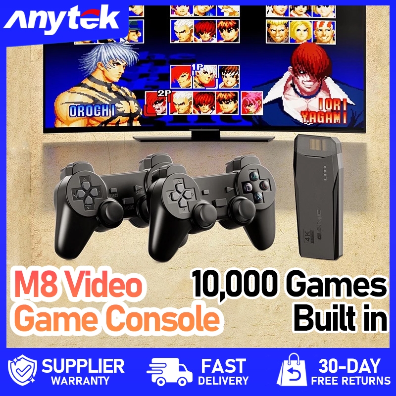 M8 Game Console 4K HD 8+64G Game Box Built-in 10,000 Retro Games with 2 ...