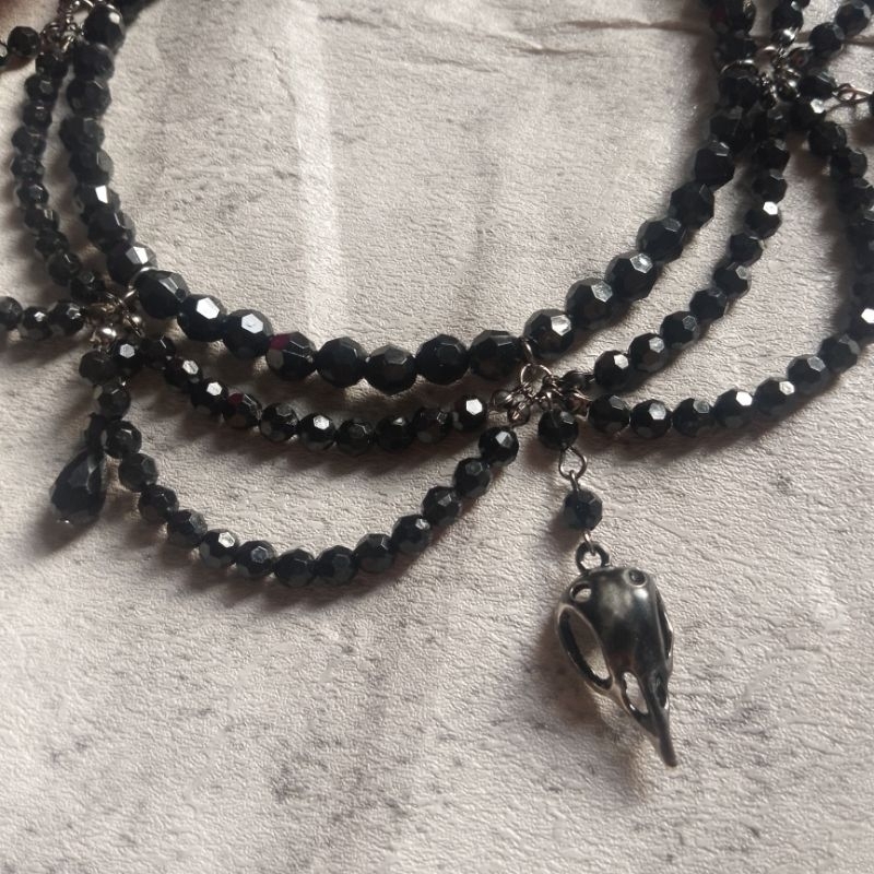 Raven Queen Handmade Gothic Beaded Necklace Choker | Shopee Philippines