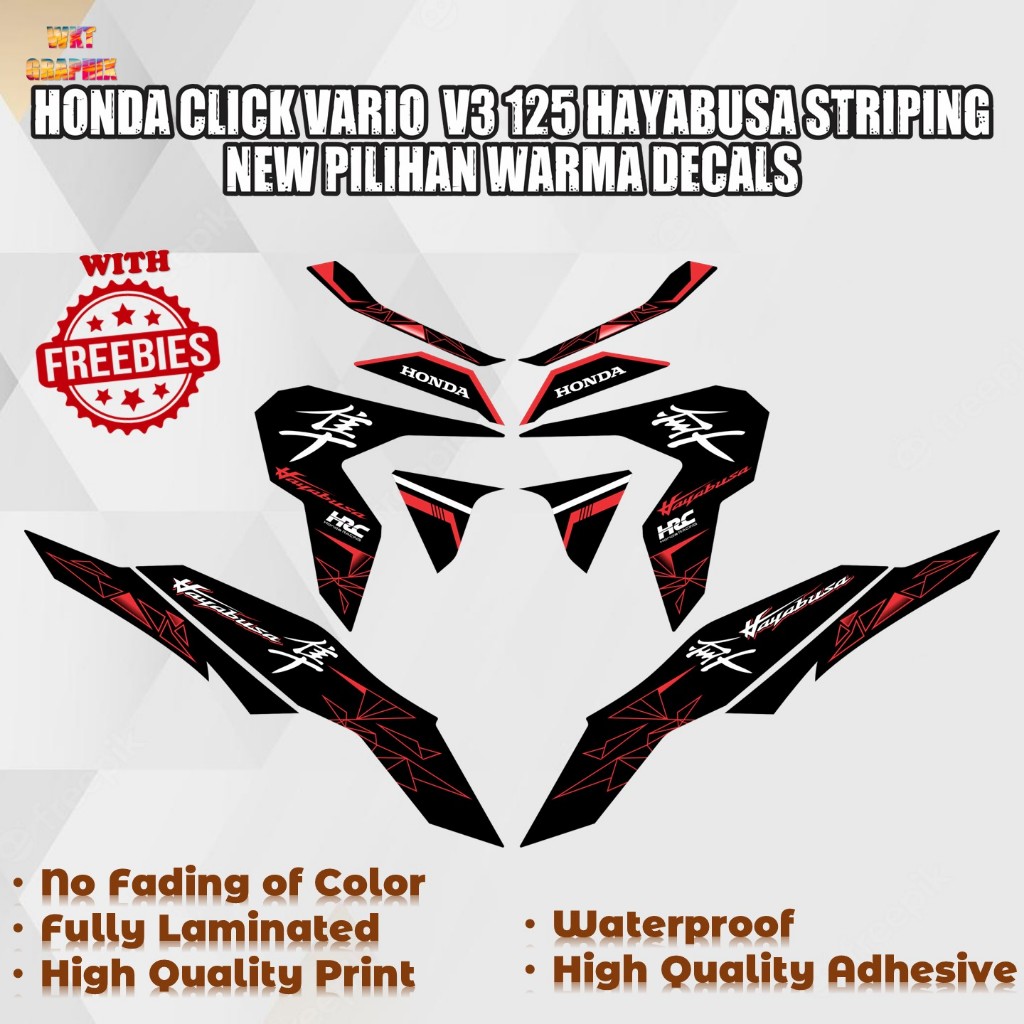 HONDA CLICK VARIO V3 125 HAYABUSA STRIPING NEW PILIHAN WARMA DECALS ...