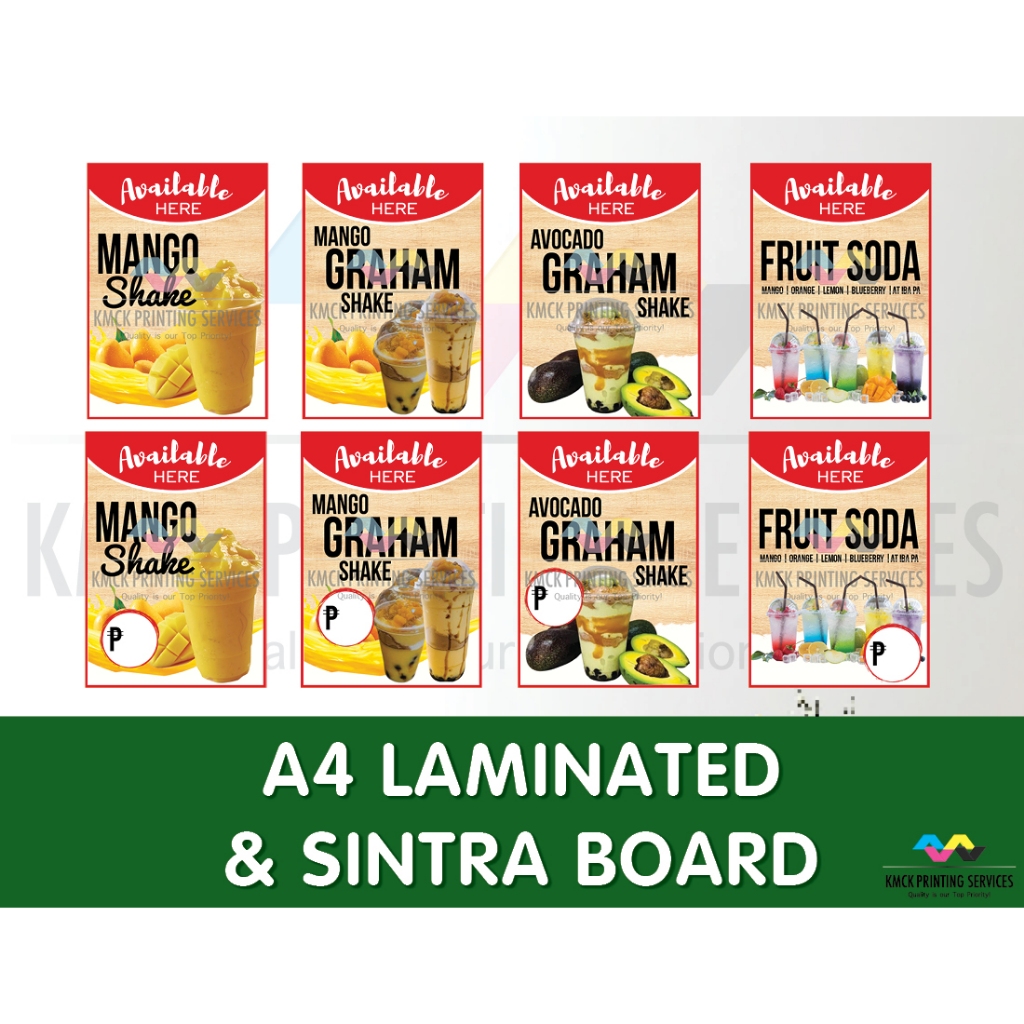 Food Signages Mango Shake, Mango Avocado Graham Shake, Fruit Soda ...
