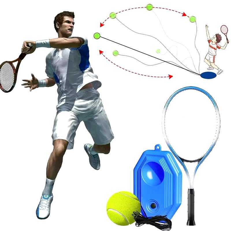 Beginner Outdoor Single Tennis Trainer Elastic Rope Ball Tennis Racket ...