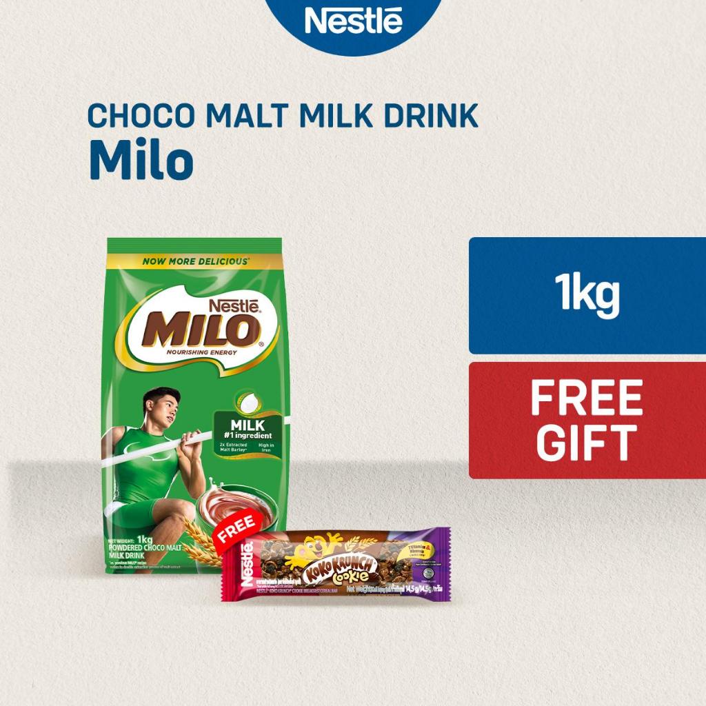 Milo Powdered Choco Malt Milk Drink 1kg with FREE Koko Krunch Cereal Bar | Shopee Philippines
