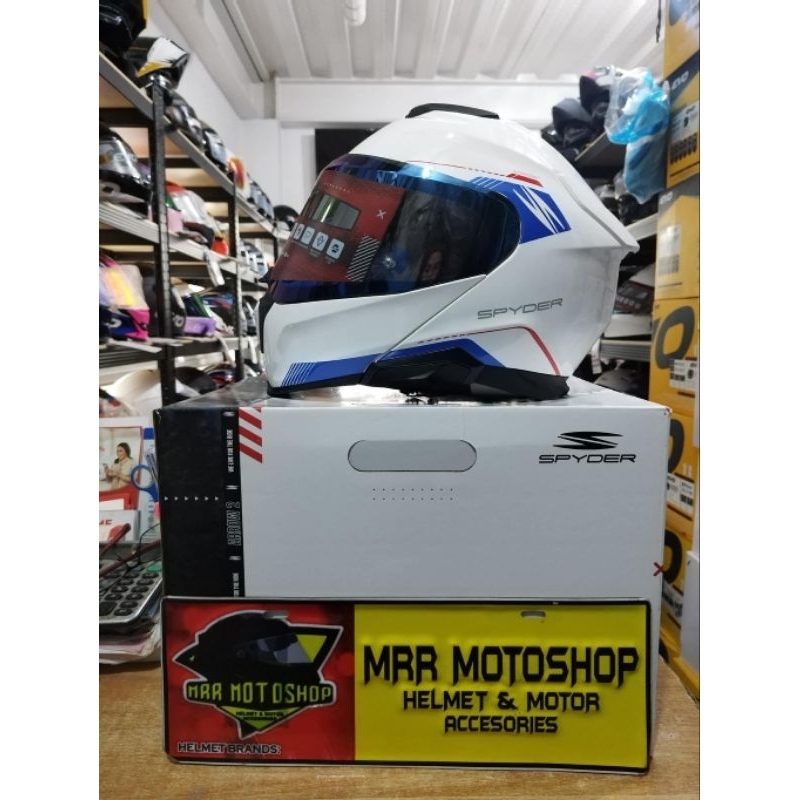 Spyder arrow version 2 artic white blue modular helmet | Shopee Philippines