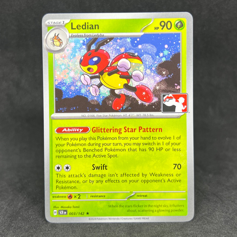 Pokemon TCG Ledian Stamped Non-Holo 003/142 2025 Play Prize Pack Series ...