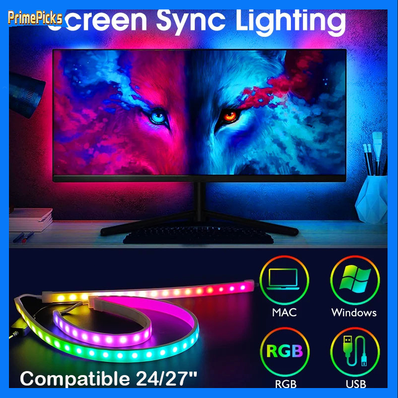 Computer Monitor Screen Ambient Backlight For 24-34 Inch Color Real ...