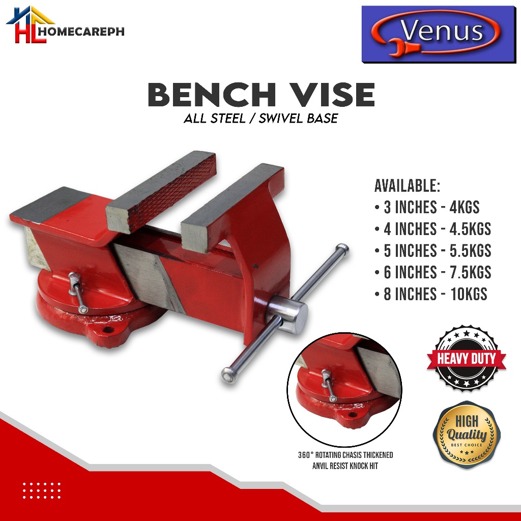 Venus Bench Vise (All Steel / Swivel Base) 3"/4"/5"/6"/8" | Shopee ...