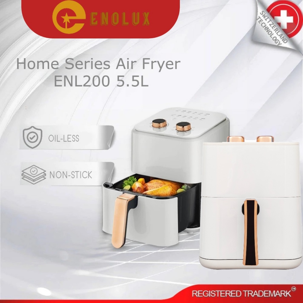 Enolux Air Fryer 5.5L 800W Temperature Control Non-Stick Timer Oil Free ...