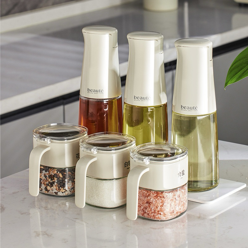 Glass Oil Container Condiments Bottle Automatic Open Cover Soy Sauce ...