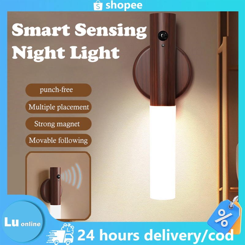 Solid Wooden Sensor Light Motion Led Mini Night Nordic Light For Living ...