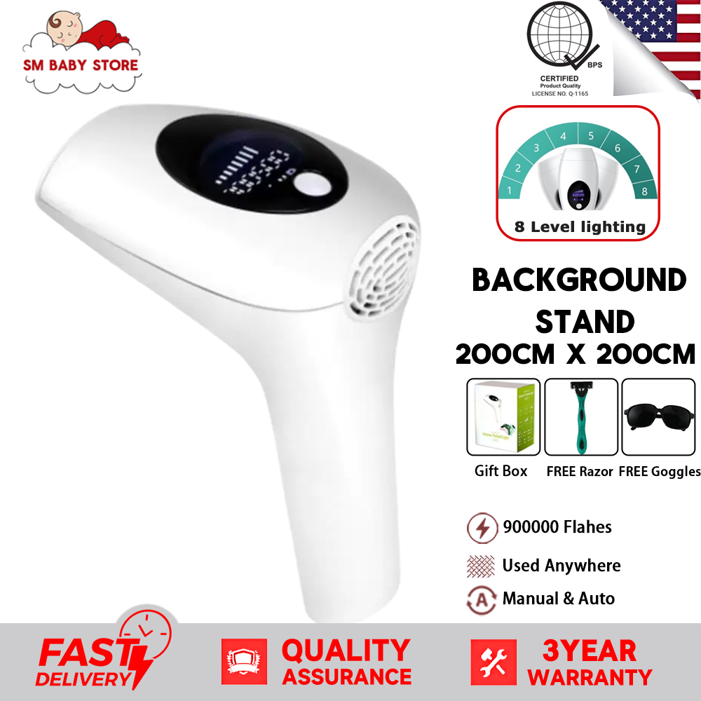 900000 Flashes Laser Epilator 8 Levels Permanent IPL Laser Hair Removal ...