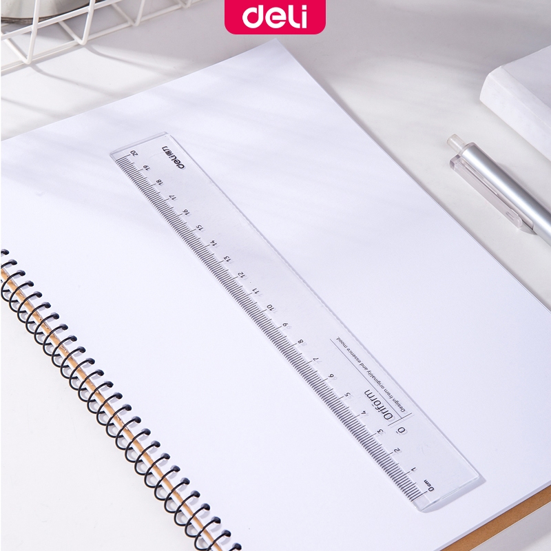 Deli 15/18/20cm Ruler Transparent Student Ruler Exam School Stationery ...