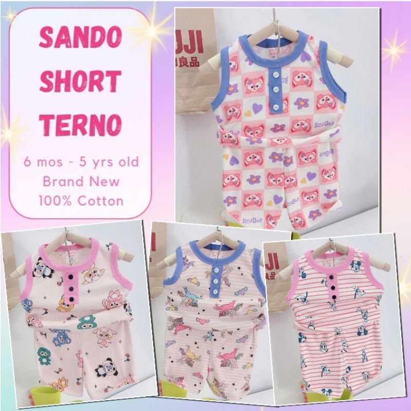 [ON HAND] RHAI'S - Girls Terno (6M-6Y) Cotton Sando & Shorts Set ...