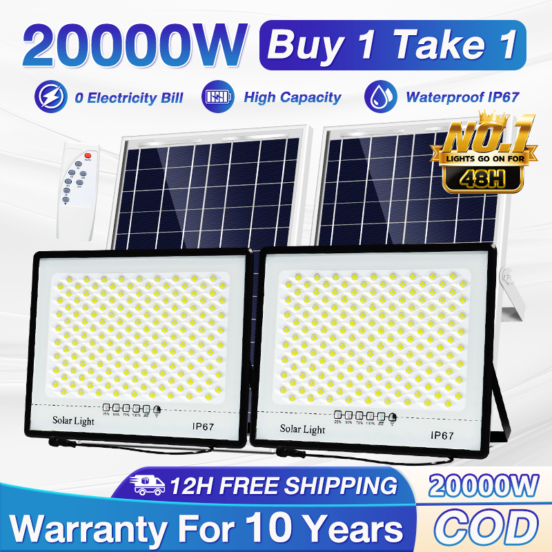 【Buy 1 Take 1】 solar light outdoor waterproof 20000W solar flood light ...