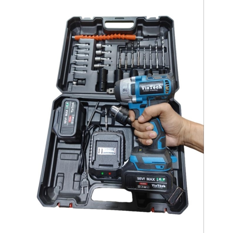 VizTëch Cordless Impact Wrench 420nm Complete Set | Shopee Philippines