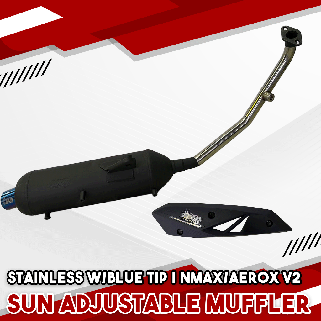 SUN RACING PIPE ADJUSTABLE MUFFLER STAINLESS NMAX/AEROX V2/ CLICK ...