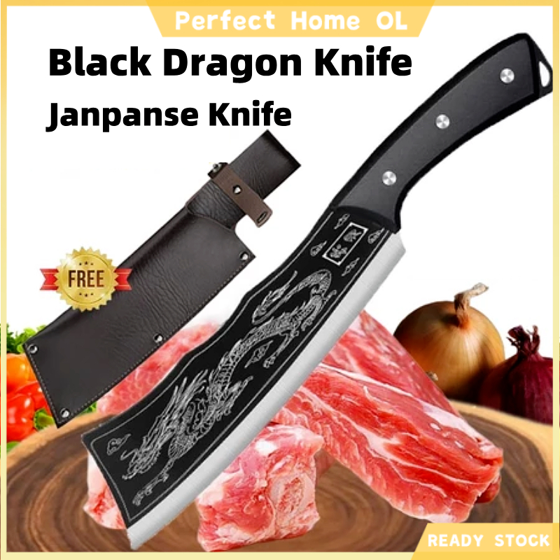 Japanese Knife Black Dragon Knife Handmade Forged Knife High-Carbon ...