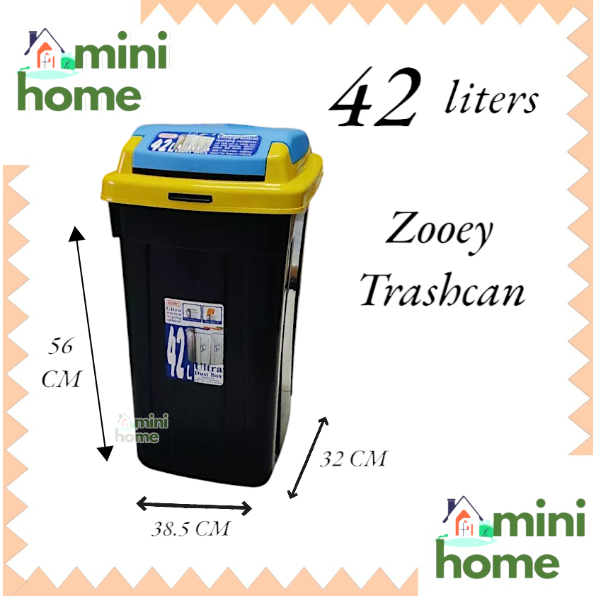 ZOOEY 42 LITERS ULTRA DUST BLACK BODY COLOR TRASCAN BASURAHAN | Shopee ...