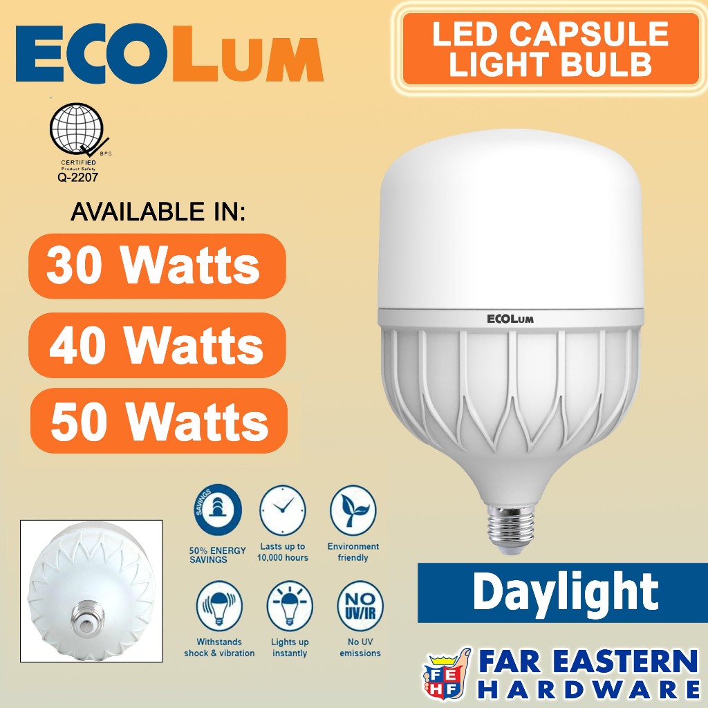 ECOLUM LED Capsule Light Bulb 30W | 40W | 50W | Shopee Philippines