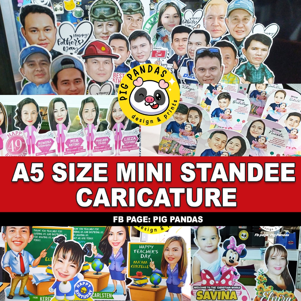 Mini Caricature Standee A5 Size Sintra with Removable Stand | Shopee ...