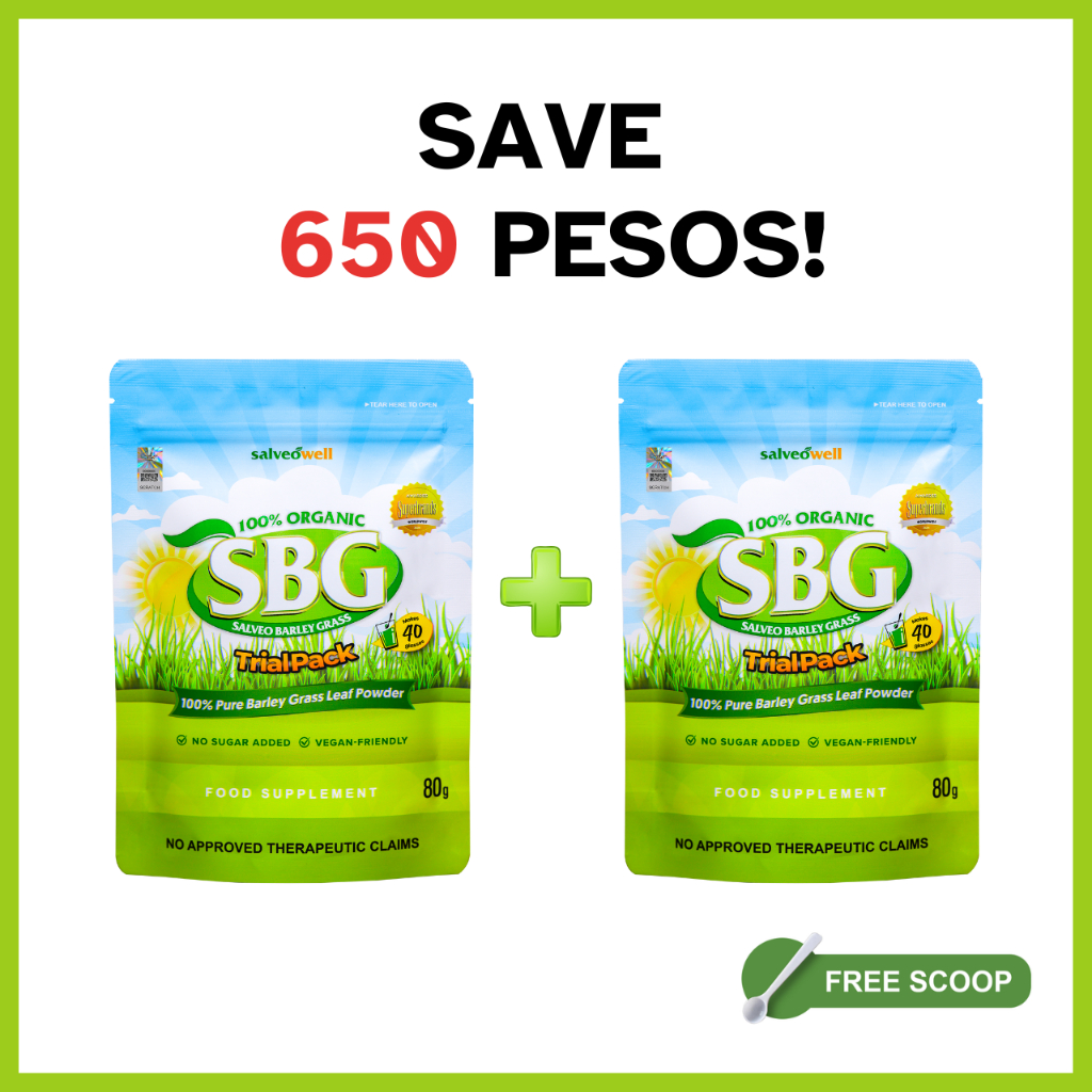 TWO (2) SALVEO BARLEY GRASS SBG Powder in Trial Packs 80grams Pure and ...