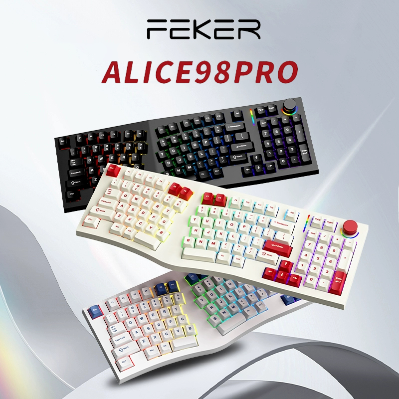 FEKER Alice98 Pro Ergonomic 98 Keys Mechanical Keyboard QMK/VIA Hot ...