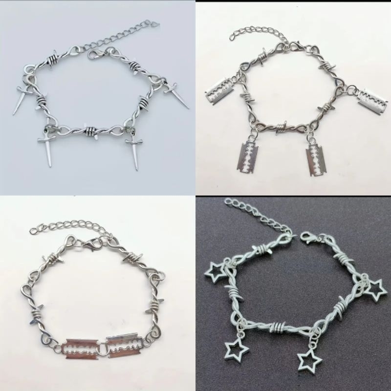 Barbed Wire Bracelet Blafe Pentacle Sword Gothic Grunge y2k | Shopee ...