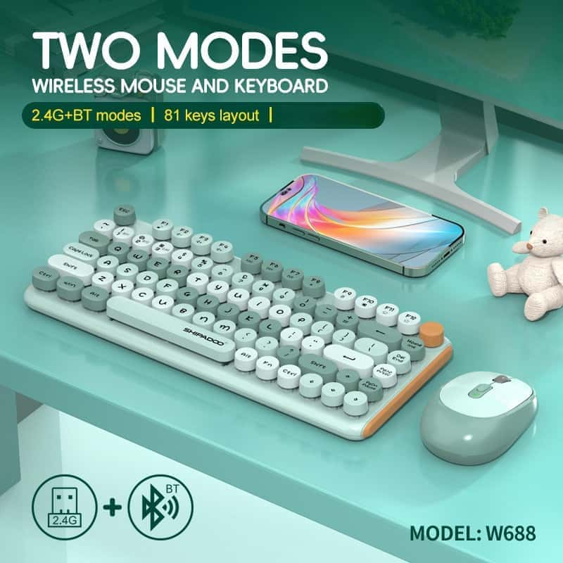 W688 Office Wireless Small Keyboard And Mouse Set Punk Keycaps ...