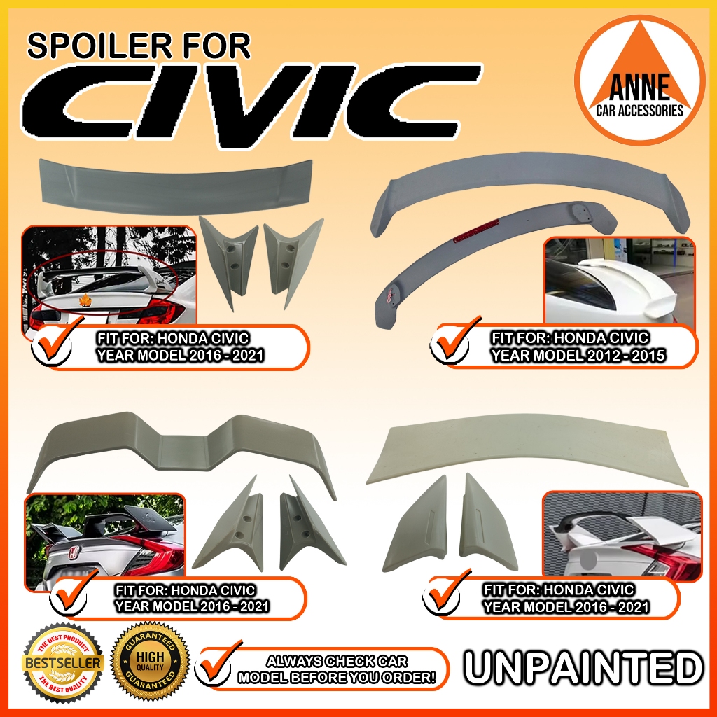 High Quality Unpainted Spoiler for Honda Civic 2006 - Onwards / Insight ...