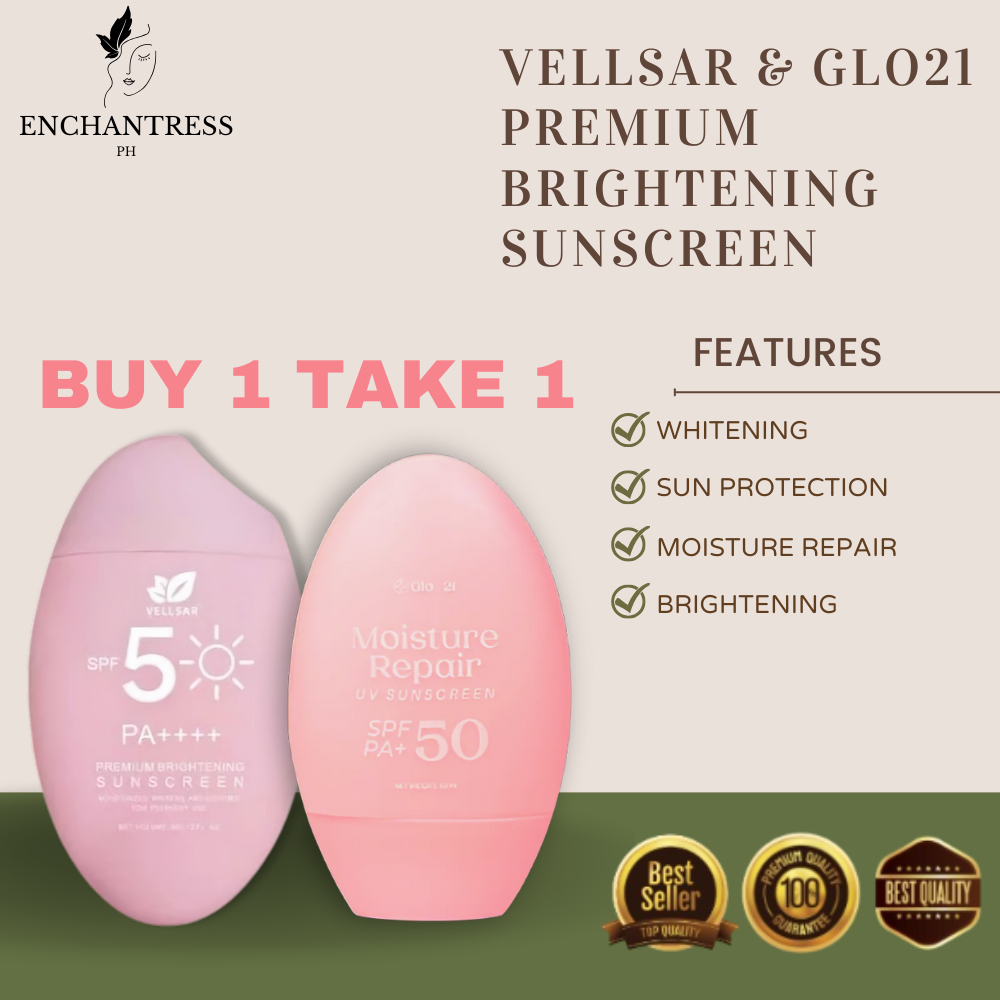 BUY 1 TAKE 1 GLO21 SPF50 SUNSCREEN + VELLSAR SUNSCREEN | Shopee Philippines
