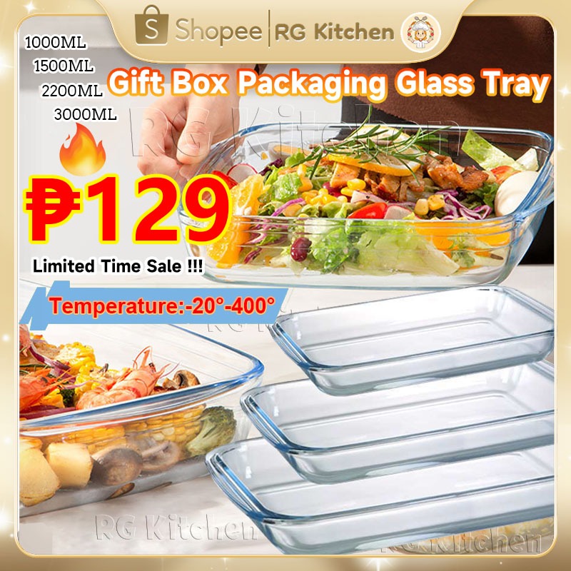 High Quality Glass Baking Tray 1L/1.5L/2.2L/3L Microwave Safe ...