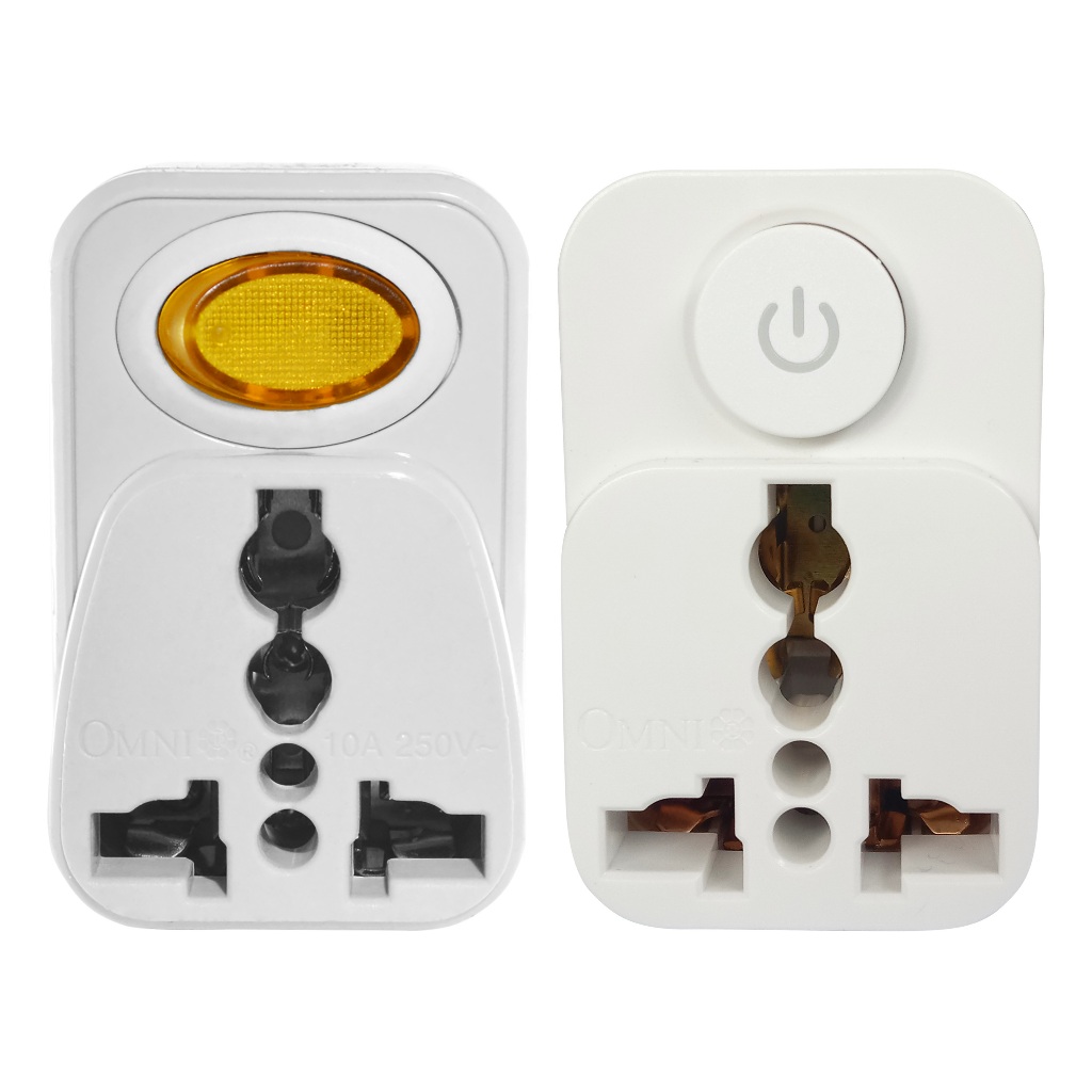 Omni by Winland Universal Adapter w/ Switch Socket Outlet Adaptor Plug ...