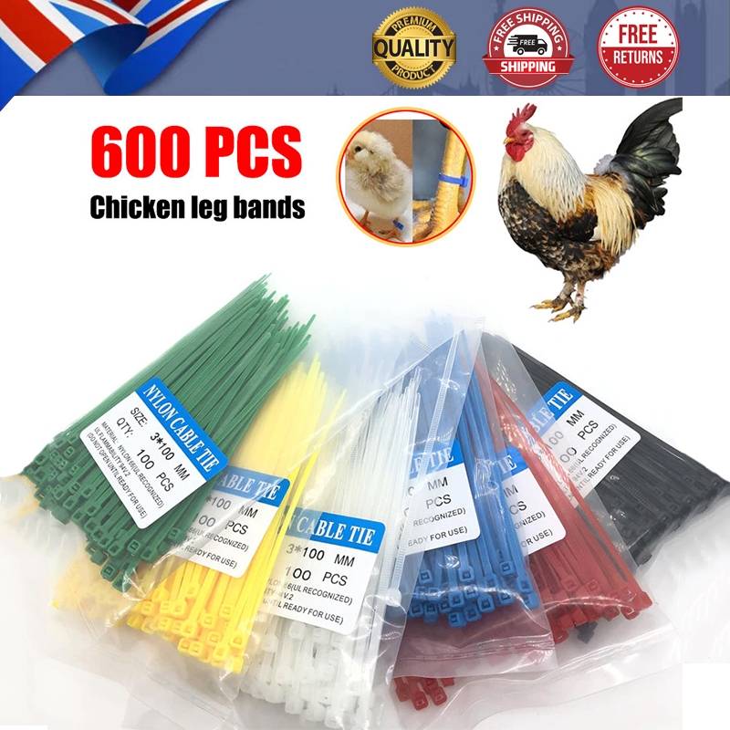Gamefowl Leg bands 600Pcs Colorful Durable Nylon Poultry Chicken Breed ...