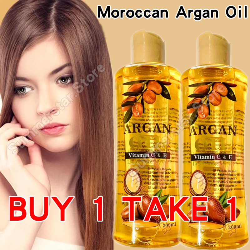 【BUY 1 TAKE 1】200ml Moroccan Argan Oil Hair Serum Vitamin E Dry Frizzy ...