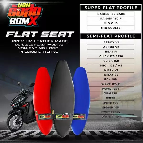 BOM RANGSIT Flatseat For NMAX/AEROX/MIO I 125/CLICK 160/RAIDER LIHA ...