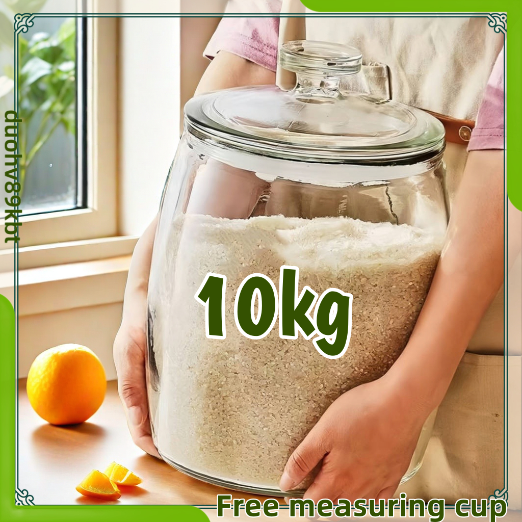 Glass rice dispenser 10 kilos/10kg rice storage container airtight ...